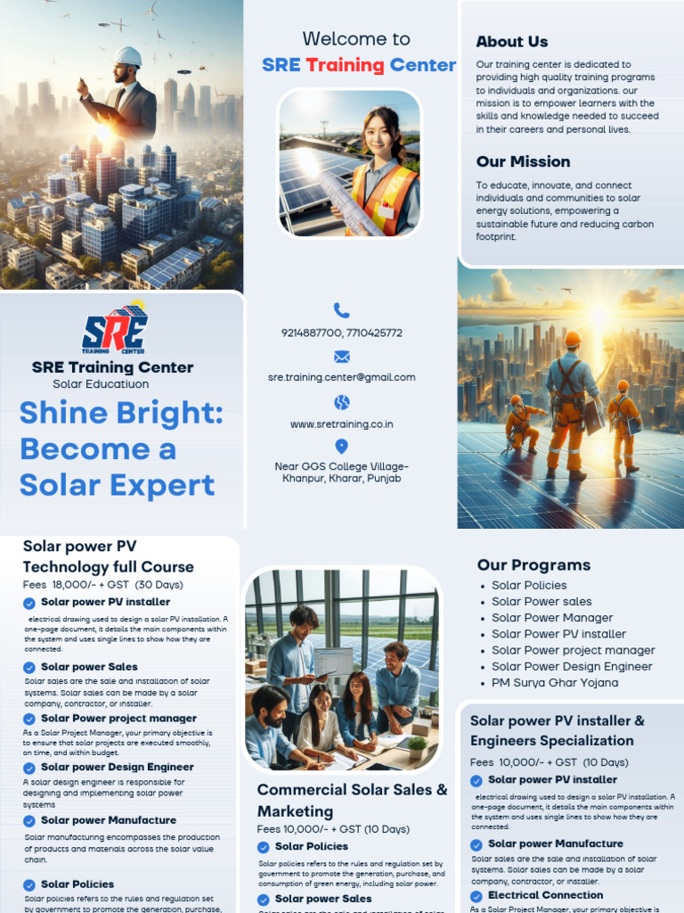 SRE Training Center Brochure | PDF | Solar Power | Sustainability