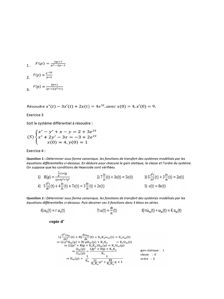 TD1 Asservissement Et Regulation | PDF