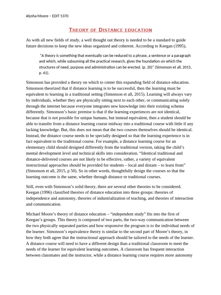 Module 2 - Theory of Distance Education | PDF | Distance Education ...