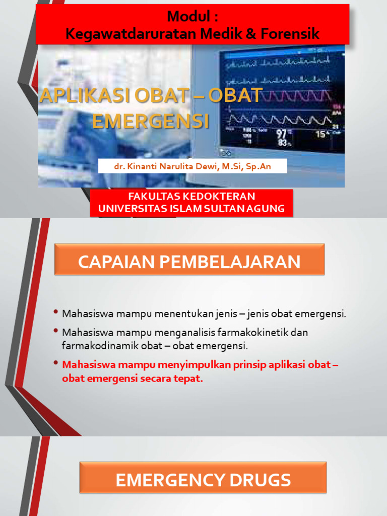 APLIKASI OBAT - OBAT EMERGENCY 13 Okt 2023 | PDF | Heart | Vasodilation