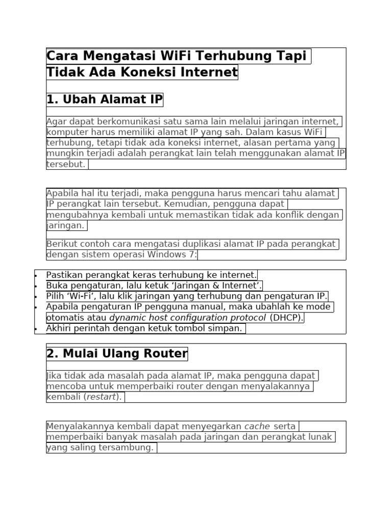 Cara Mengatasi WiFi Terhubung Tapi Tidak Ada Koneksi Internet | PDF