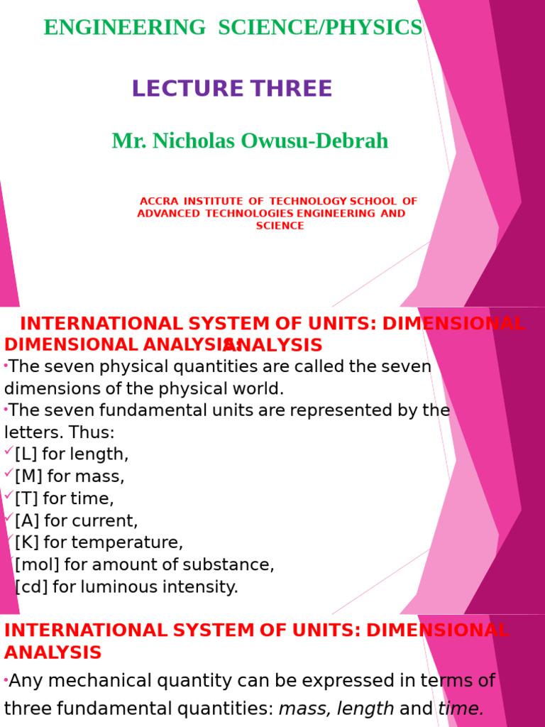 3 - International System of Units Lecture 1B | PDF | International ...