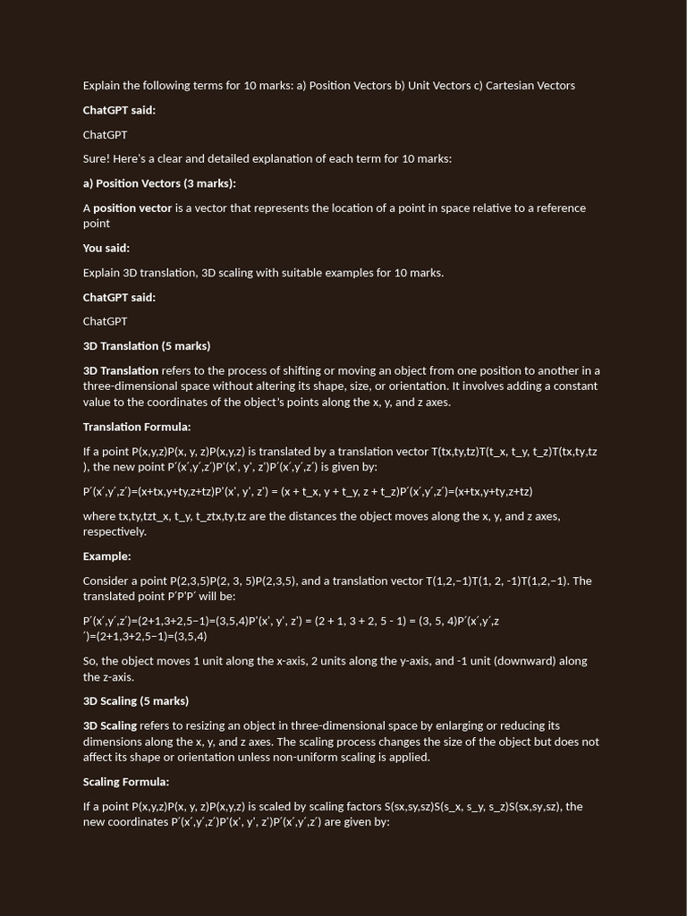 Unit 1 Part 1 Pdf Cartesian Coordinate System Euclidean Vector