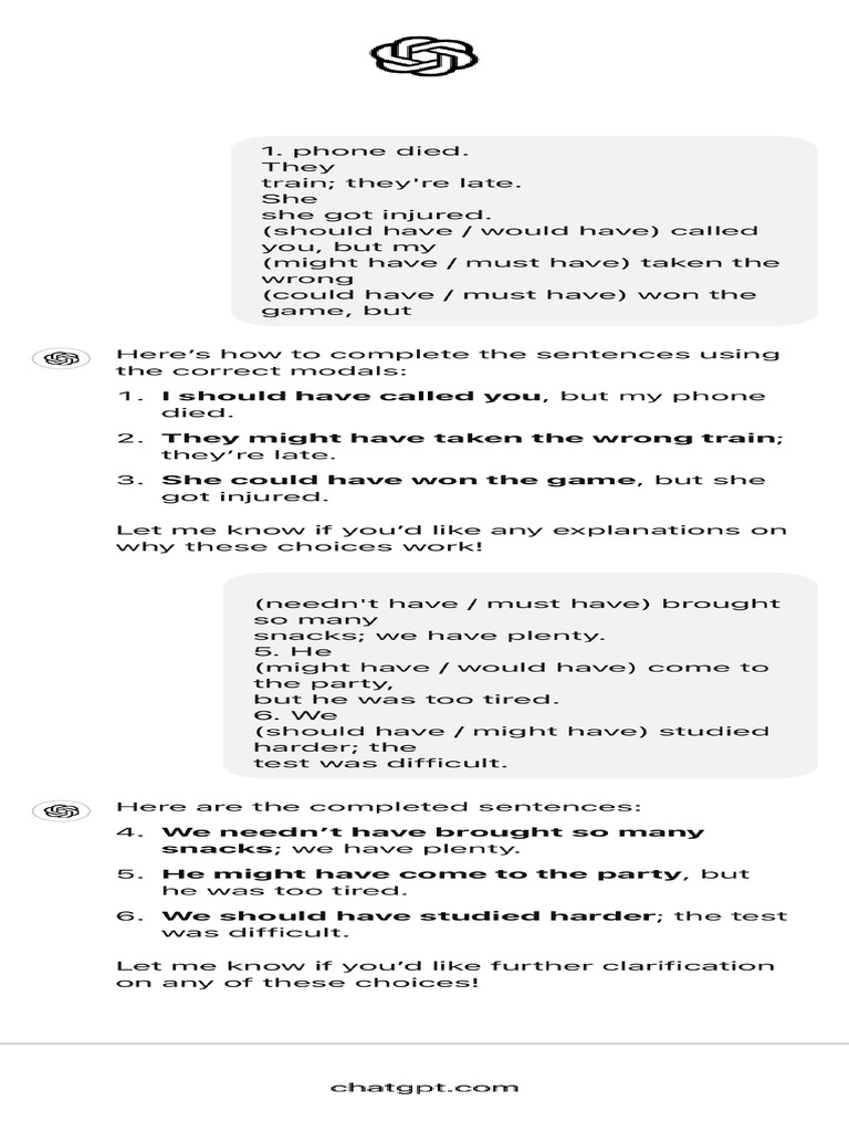 Modal Verbs Practice | PDF