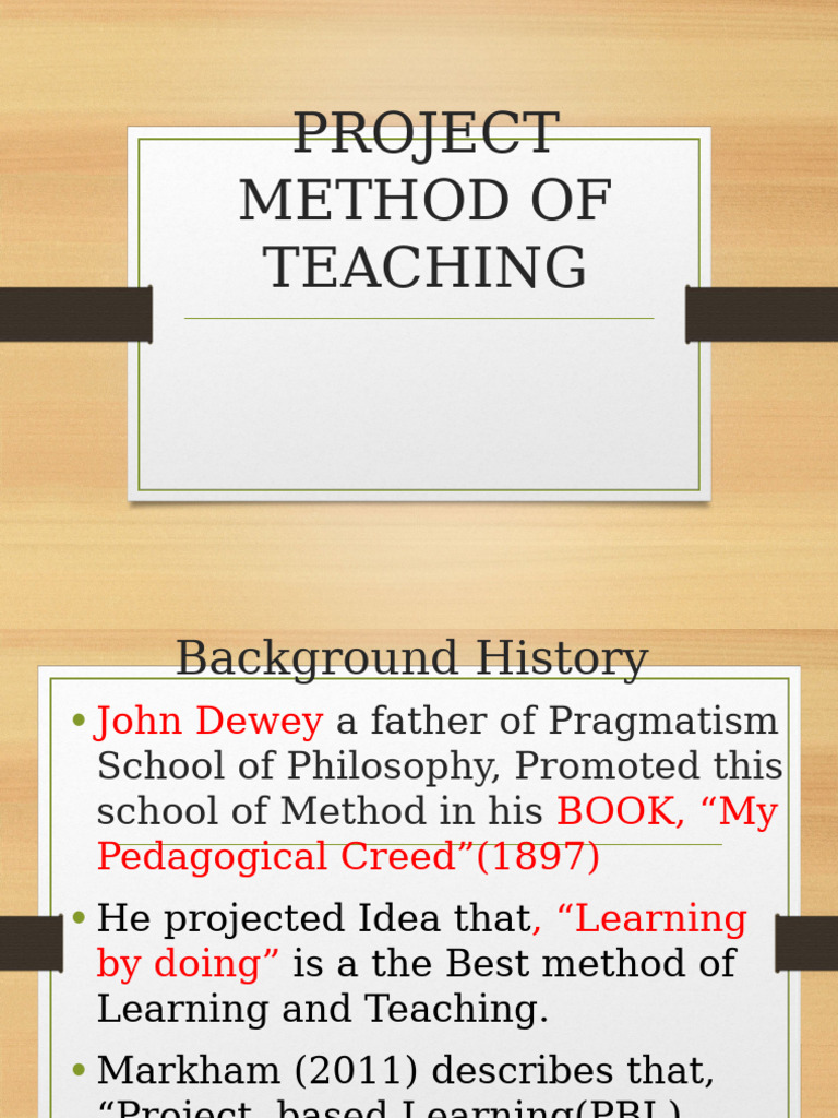 Project Method | PDF | Teachers | Learning