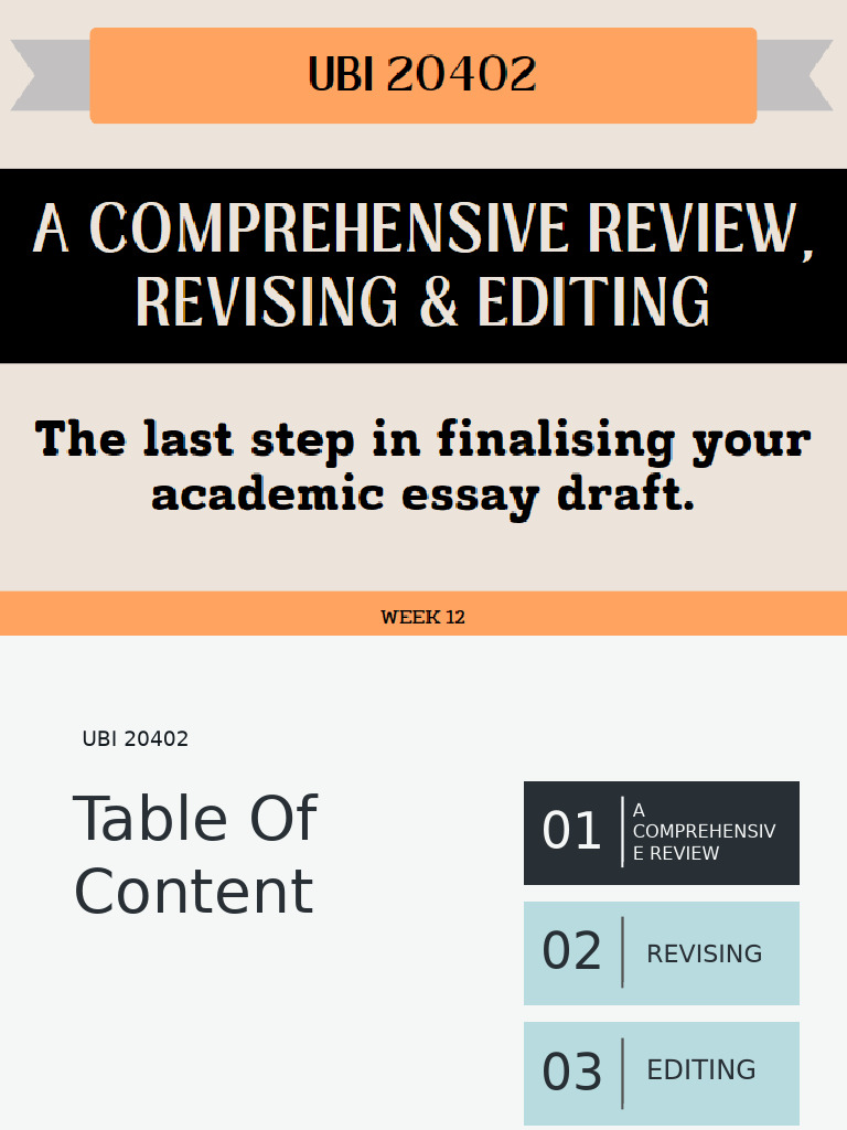 Week 12 - Final Steps in Finalising Draft | PDF | Essays | Citation