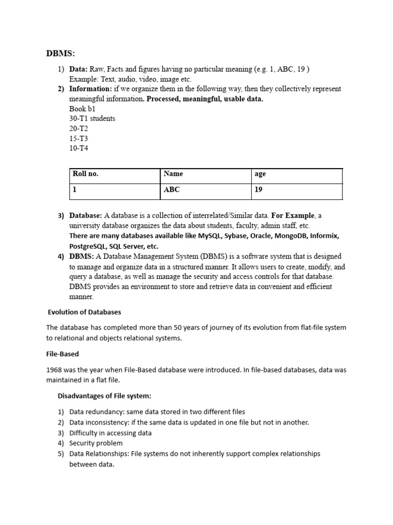 DBMS_notes.docx (1) | PDF | Databases | Relational Database