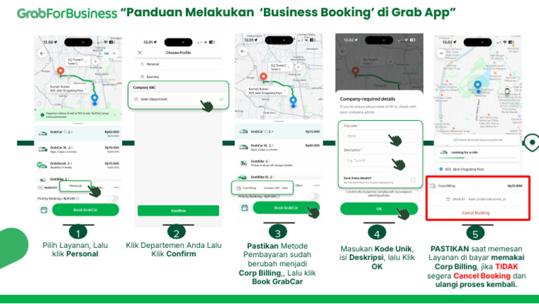 Panduan - Grab For Business Transport Booking | PDF