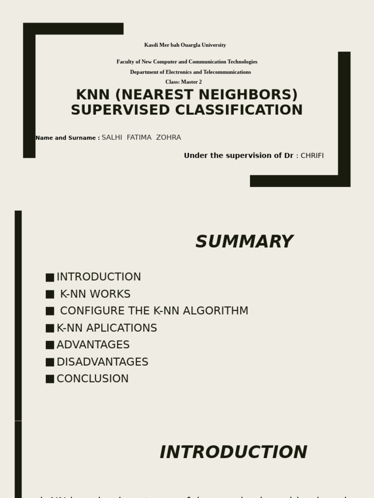 KNN (Nearest Neighbors) Supervised Classification - Copie (Enregistrement Automatique) | PDF