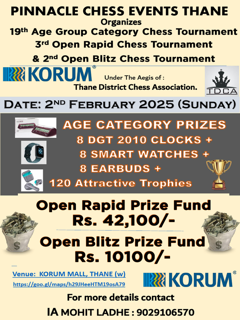 Korum Mall Chess Tournament Details | PDF | Game Rules | Gaming