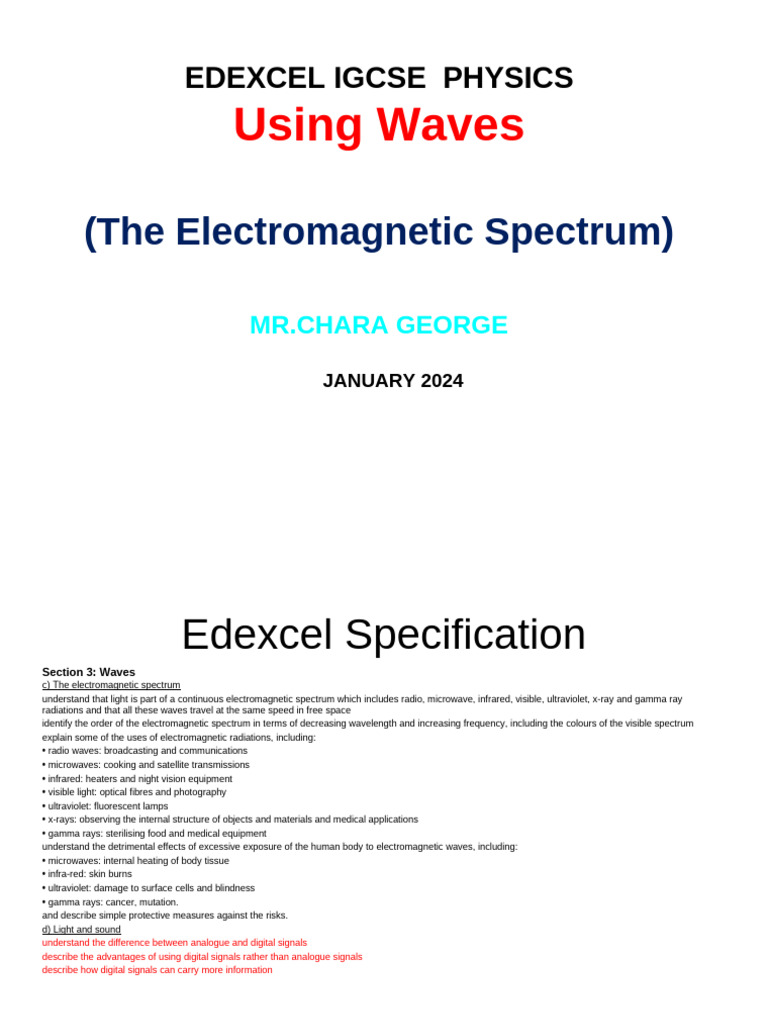 IGCSE 32 UsingWaves | PDF | Electromagnetic Spectrum | Electromagnetic ...