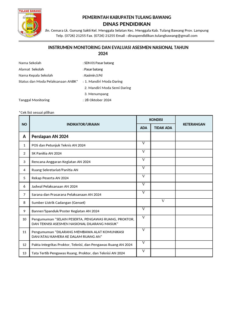 Lembar Monitoring An 2024 | PDF