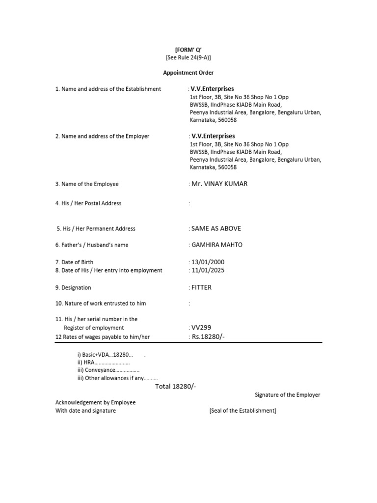 Form-Q_ VINAY KUMAR | PDF