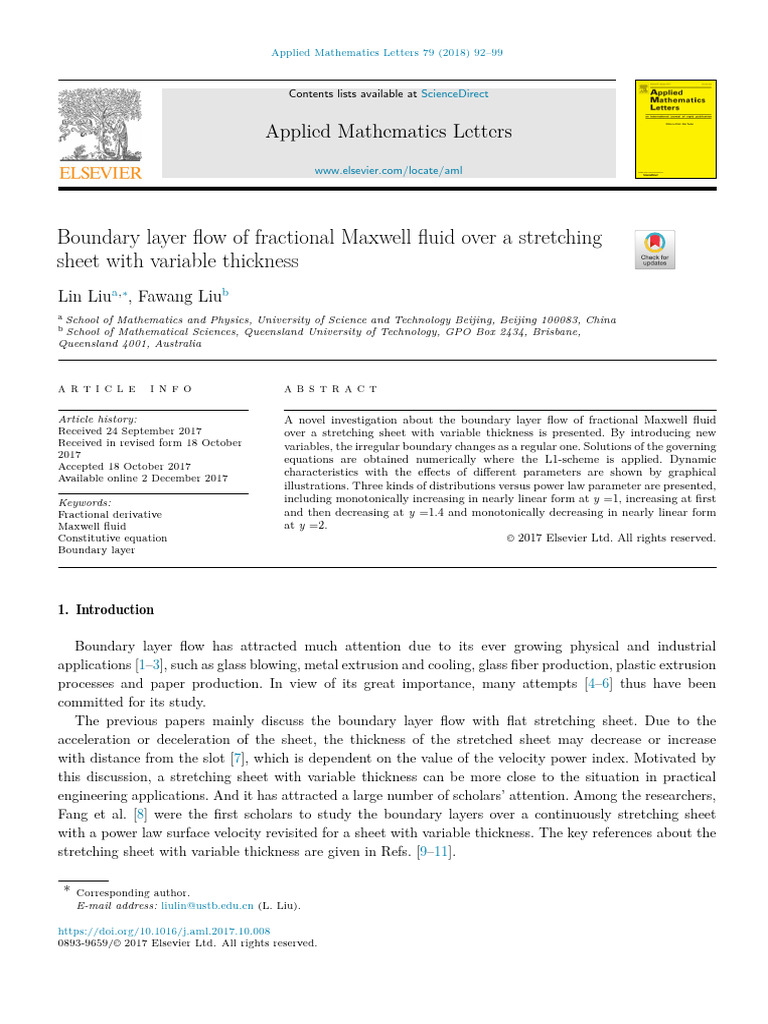 Boundary Layer Flow of Fractional Maxwell Fluid Over A Stretching | PDF | Fluid Dynamics ...