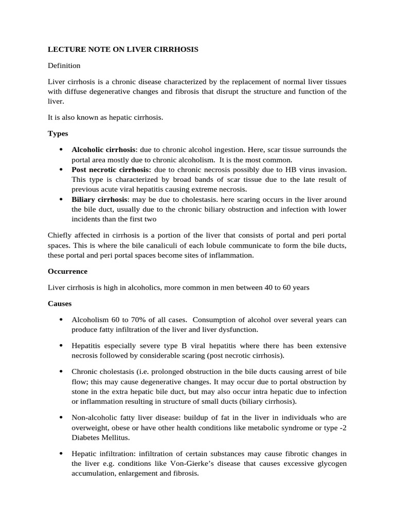 Overview of Liver Cirrhosis Management | PDF | Cirrhosis | Liver