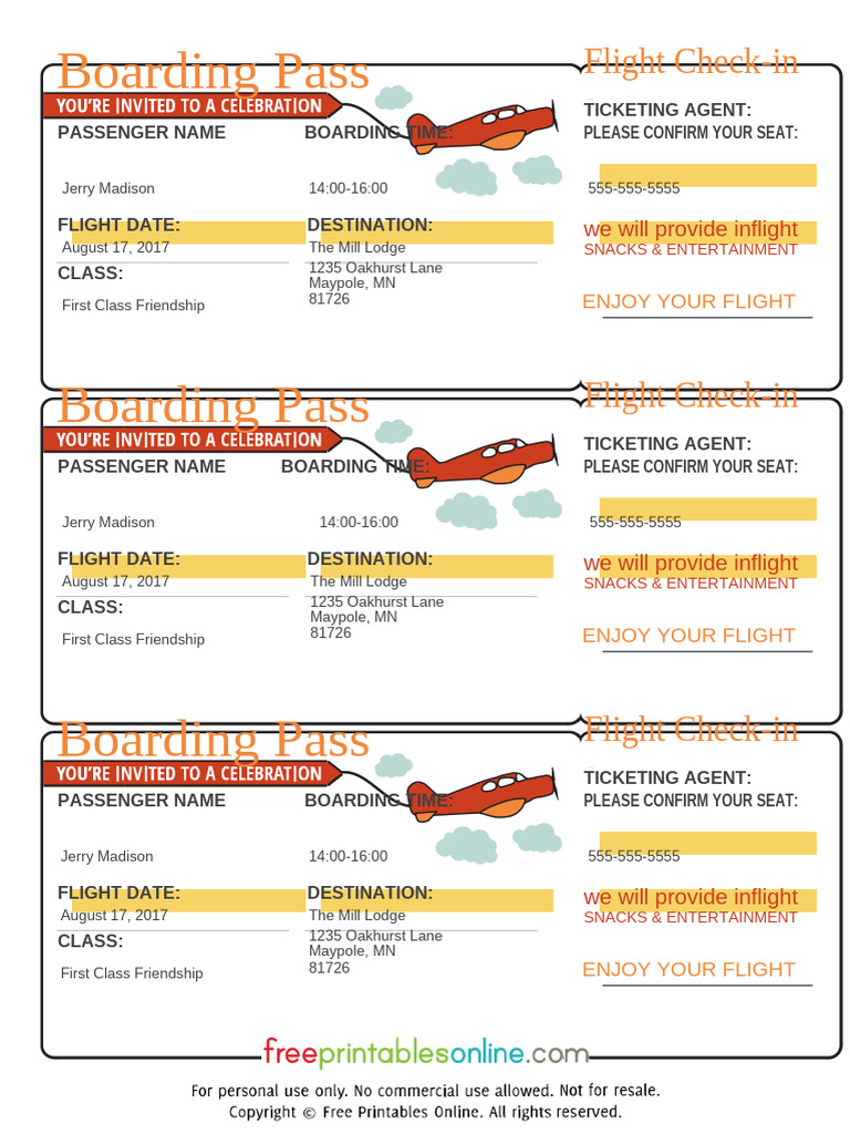 Plane Ticket Template 09 | PDF