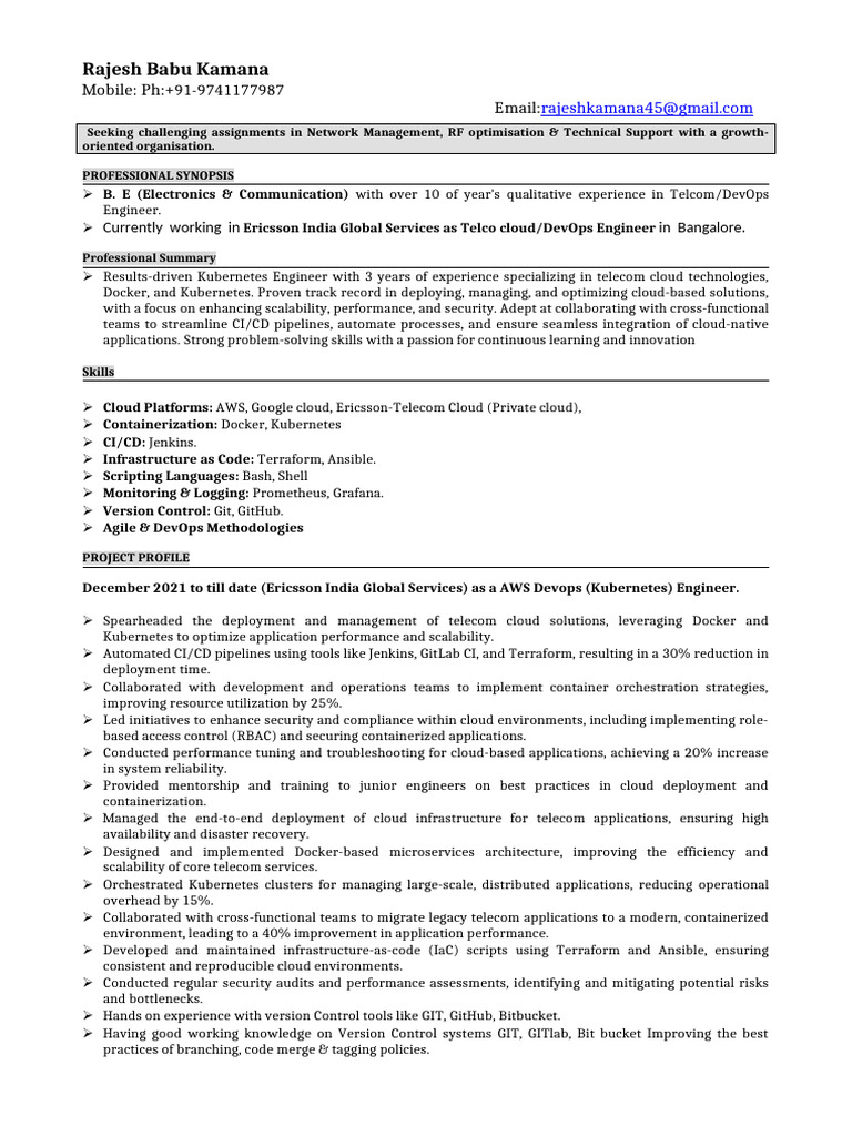 Rajesh Babu Kamana - AWS Devops - Engineer | PDF | Cloud Computing | Lte (Telecommunication)
