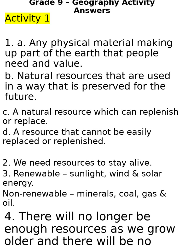 Gr9 T4 Geog Act Answers | PDF | Soil | Agriculture