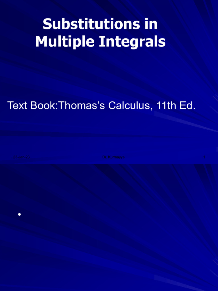 Lect 20 Substitutions in Mult Integrals | PDF | Integral | Derivative
