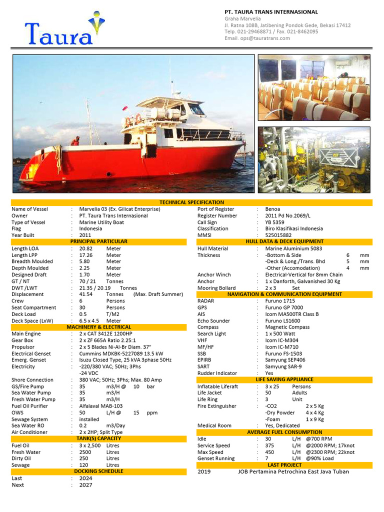 Vessel Specification Marvelia 03 | PDF
