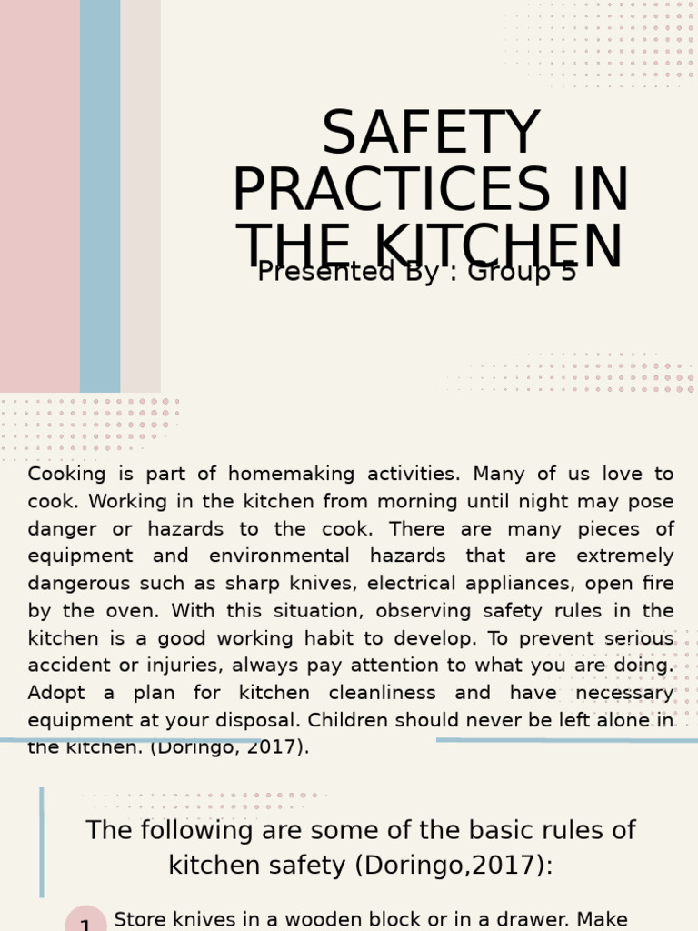 Safety Practices in The Kitchen | PDF | Kitchen | Cooking