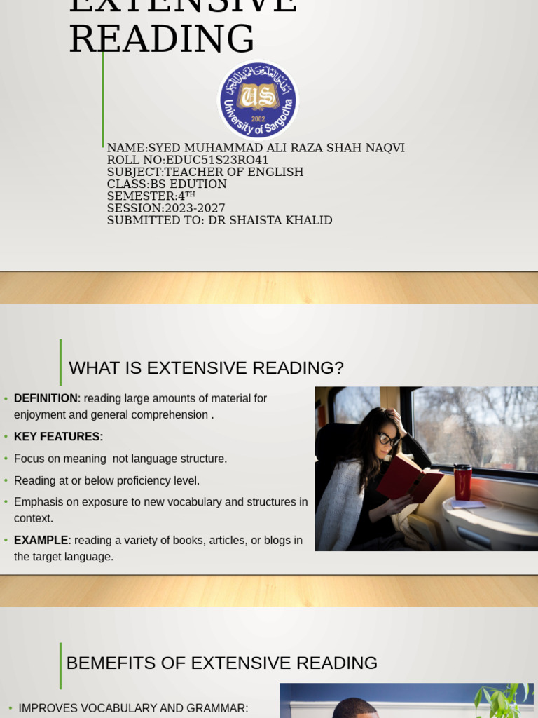 Extensive Reading | PDF | Reading Comprehension | Vocabulary