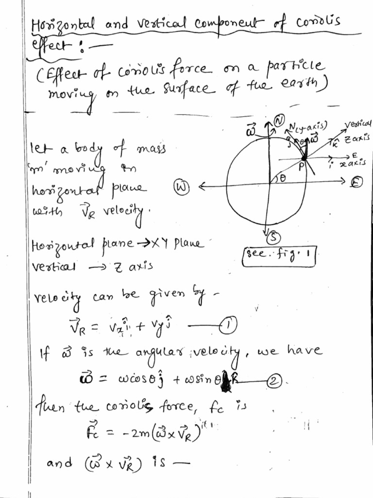 Horizontal and vertical component of Coriolis Force | PDF
