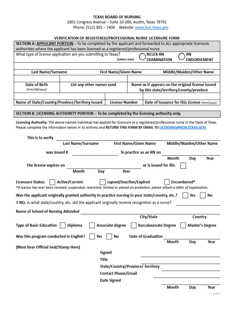 Rn Verification Request Form - 8.22 | PDF | Nursing | Health Care