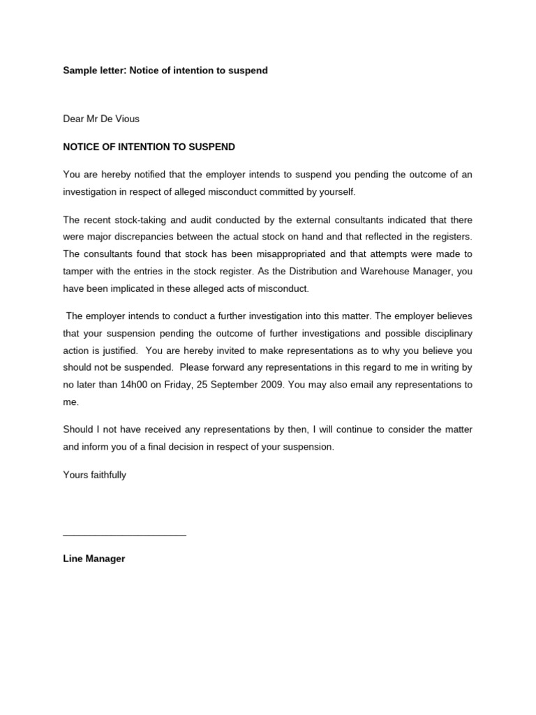 Notice of Intention To Suspend | PDF