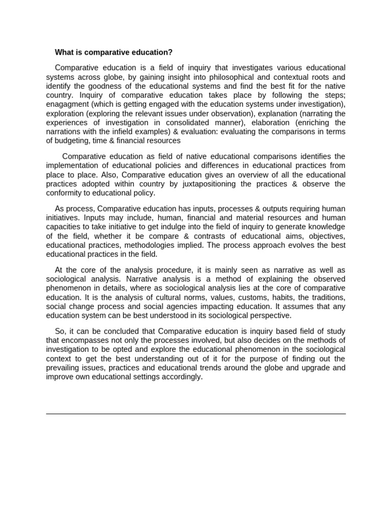 What is Comparative Education | PDF | Methodology | Sociology