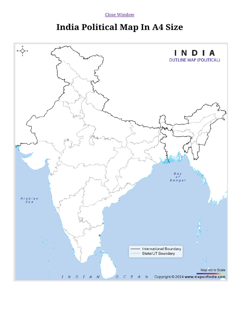 A4 Political Map of India PDF | PDF