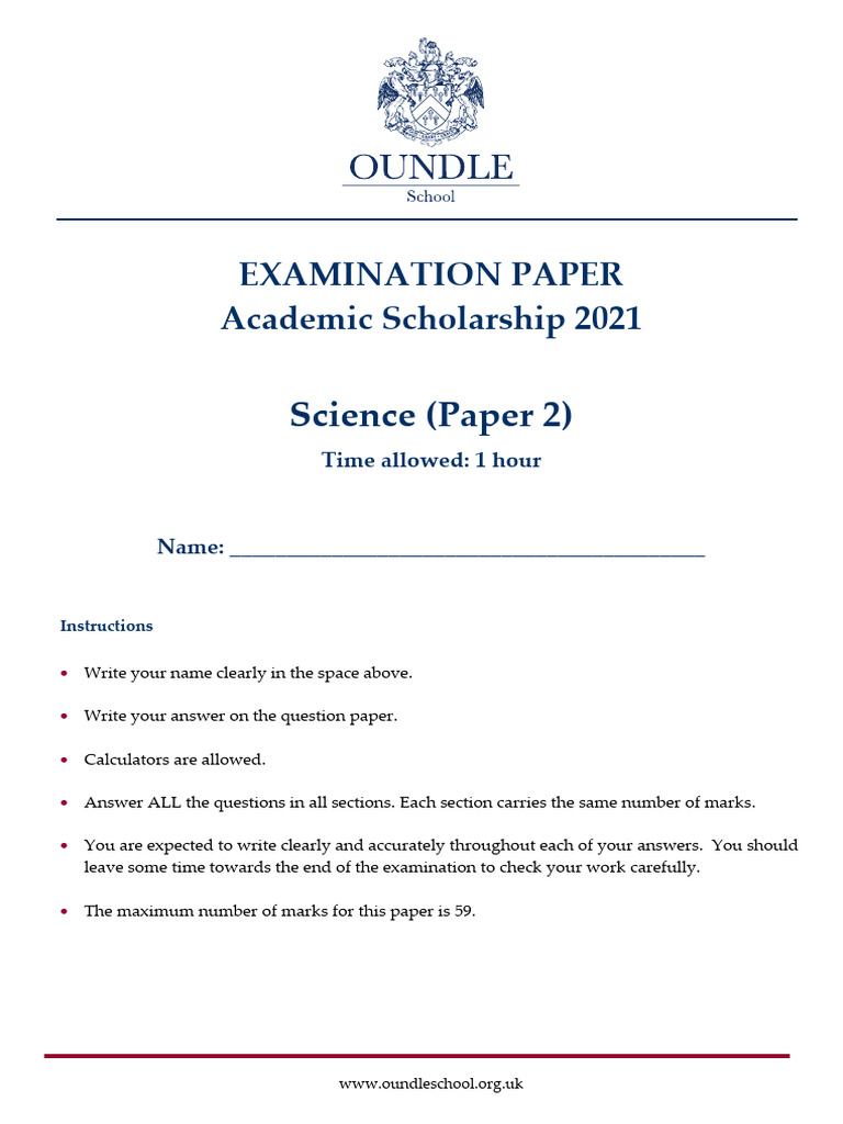 2022 13 Academic Science Paper 2 Scholarship Papers | PDF | Cell ...