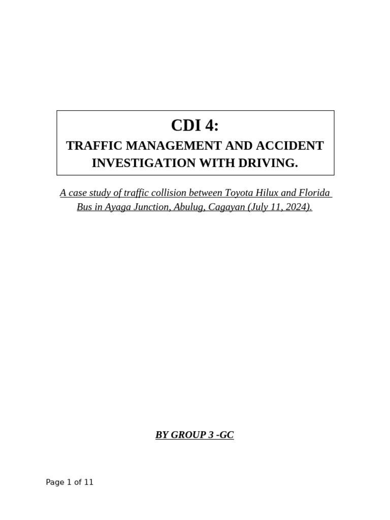 Traffic Accident Case Study: Ayaga Junction | PDF | Traffic Collision ...