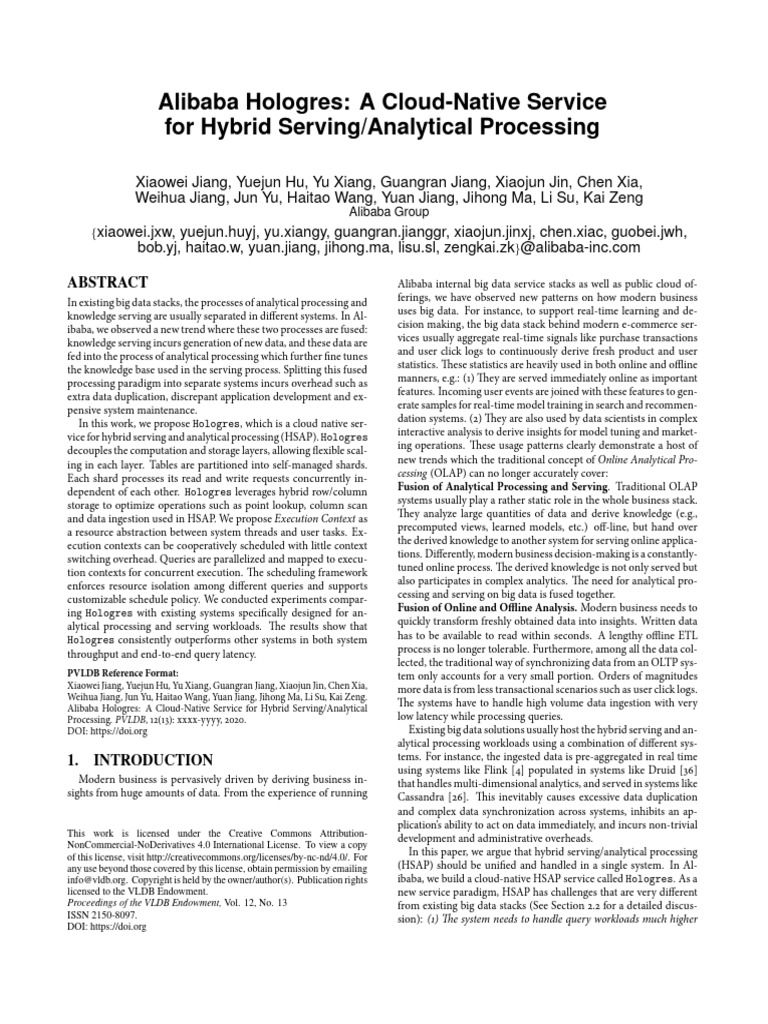 hologres | PDF | Database Index | Thread (Computing)