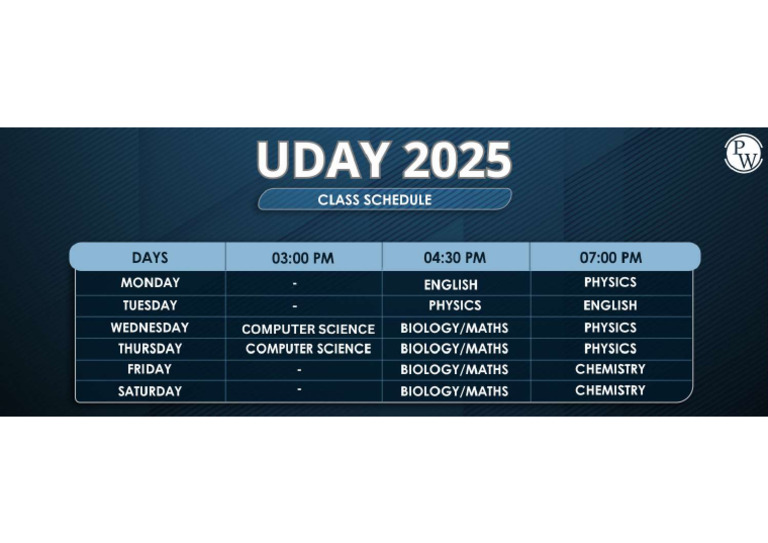 Class Schedule __ PDF Only __ Uday 2025 | PDF