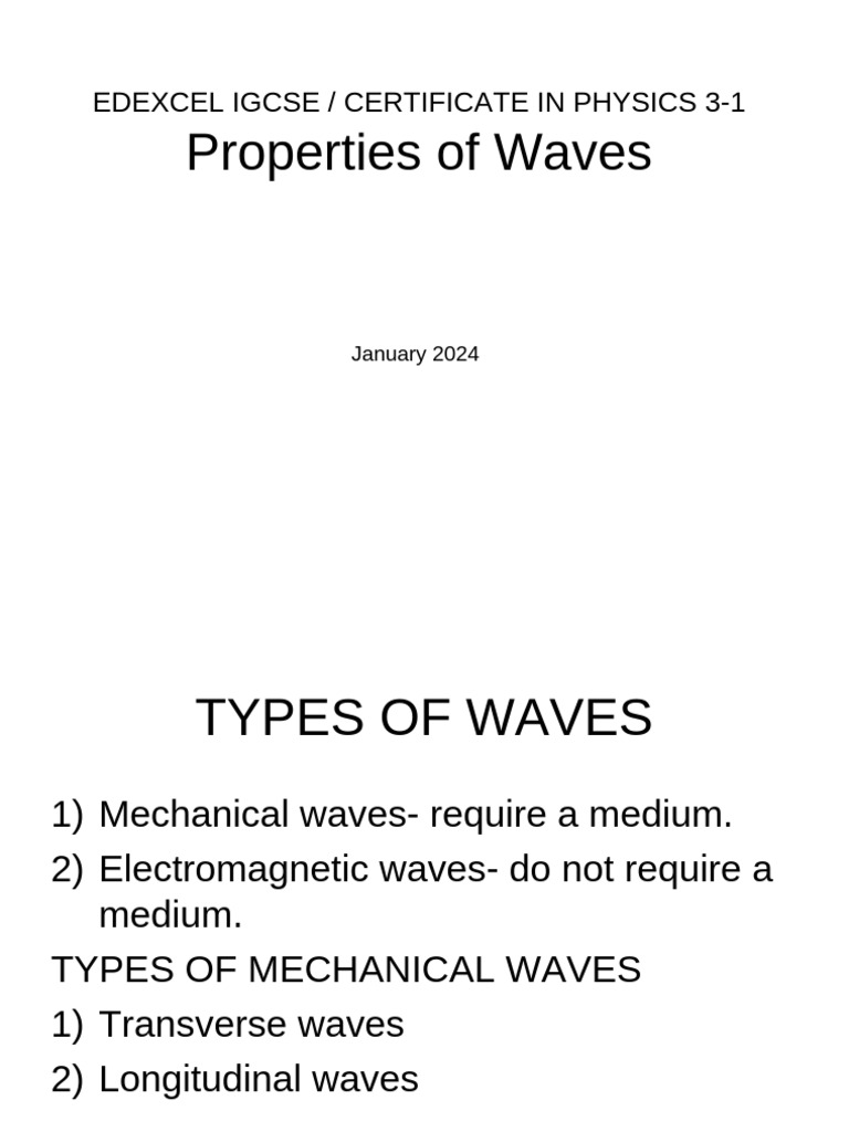 IGCSE 31 PropertiesOfWaves | PDF | Waves | Hertz