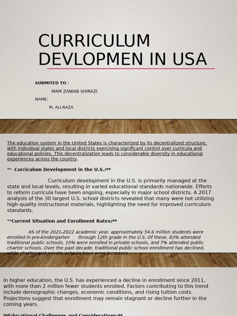 Curriculum Development in USA | PDF