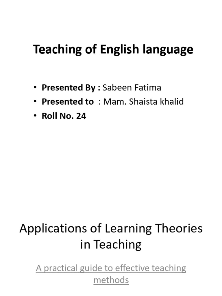 Teaching of English Language | PDF