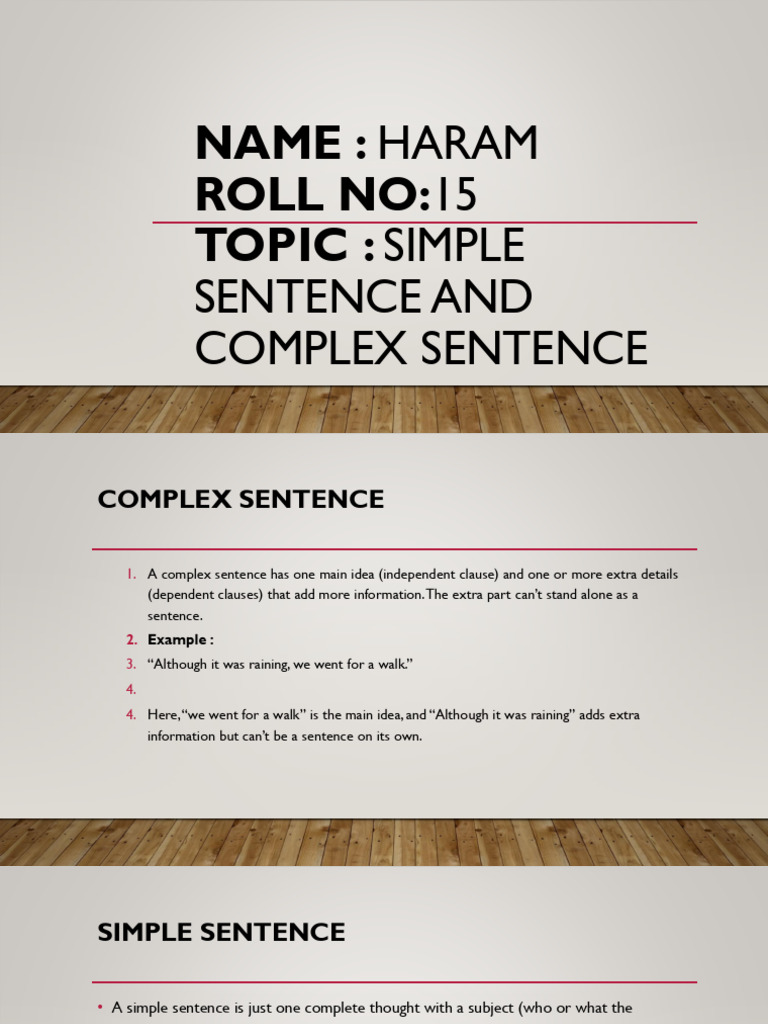 Simple Vs Complex Sentence | PDF