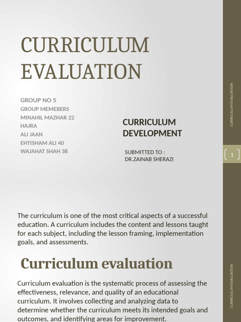 Curriculum Evaluation Group 5 | PDF | Evaluation | Curriculum