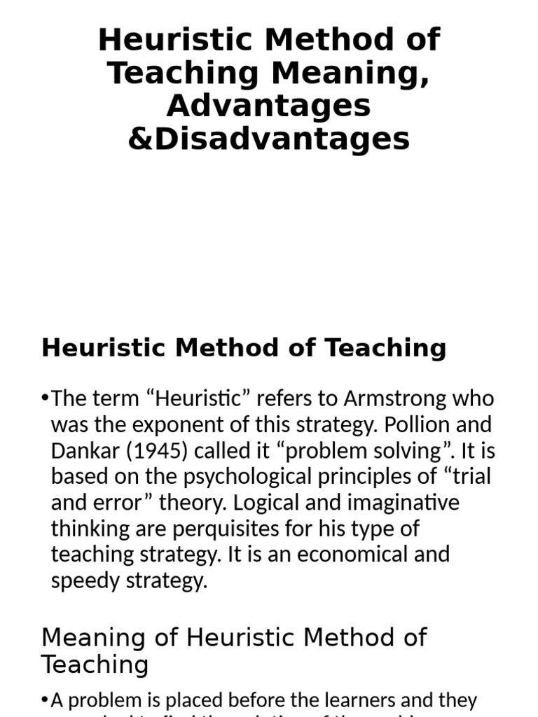Heuristic Method of Teaching Meaning | PDF | Learning | Heuristic