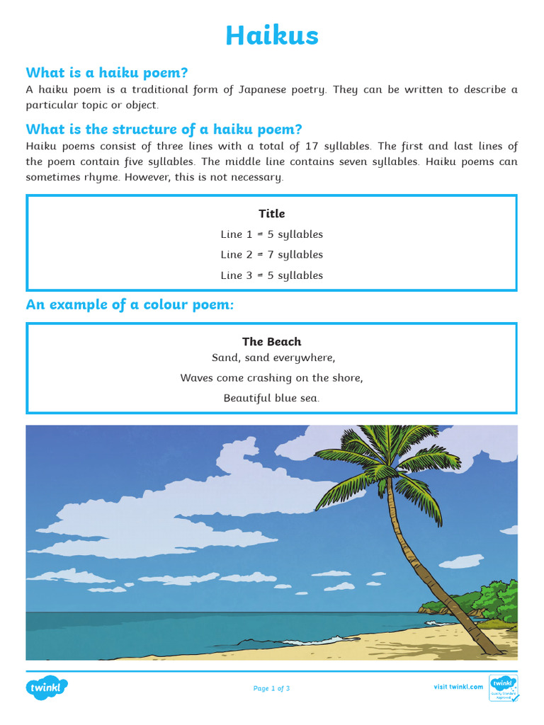 Au t2 e 887 Haiku Poem Writing Template | PDF
