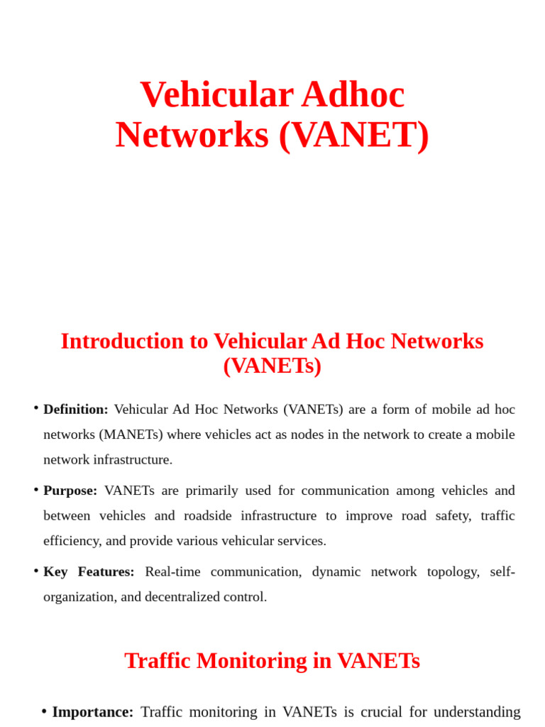 UNIT-III_Vehicular Adhoc Networks (VANET) | PDF | Traffic | Traffic ...
