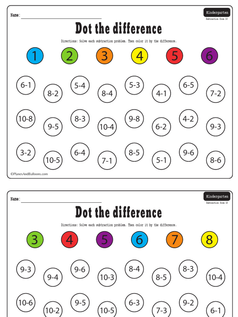 Kindergarten Subtraction Worksheet | PDF