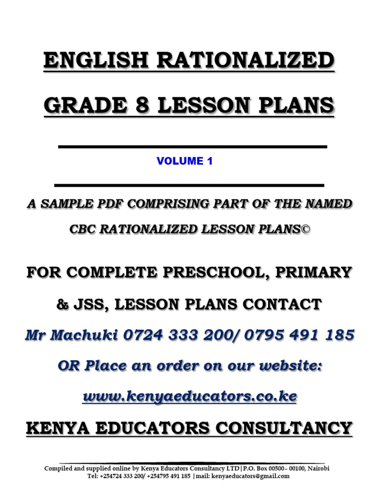 Grade 8 English Lesson Plans PDF | PDF | Vocabulary | Learning