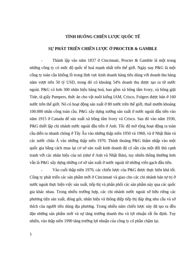 Case study tinh huong P&G_su phat trien chien luoc | PDF