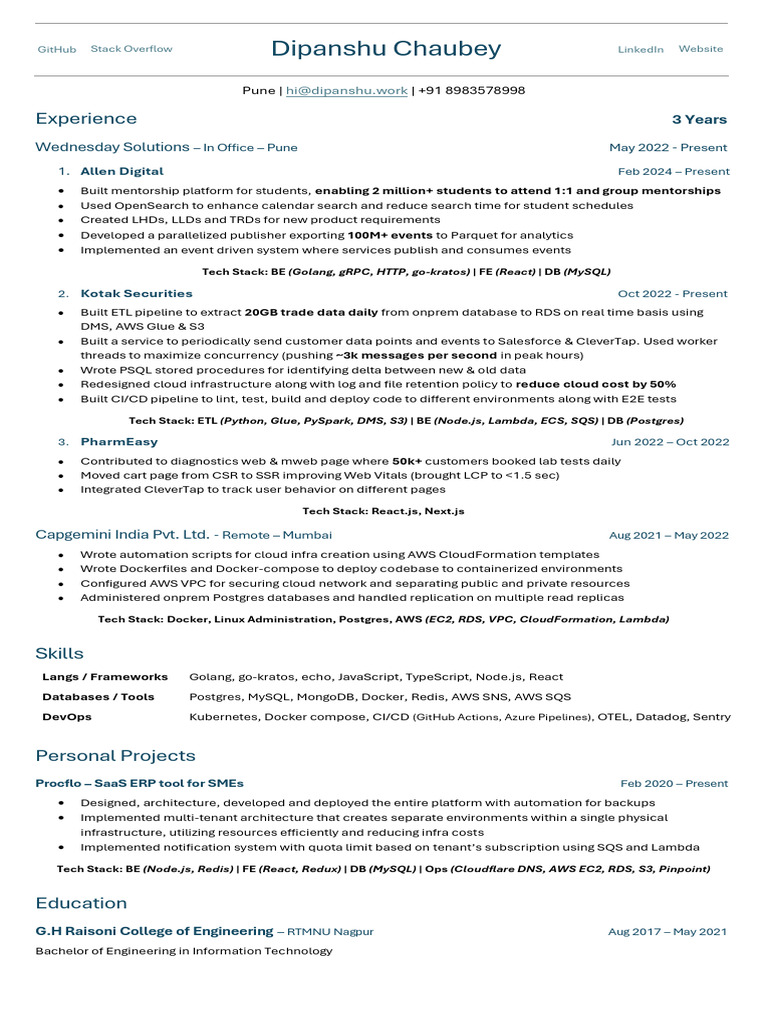 Dipanshu - Resume | PDF | Postgre Sql | Computing
