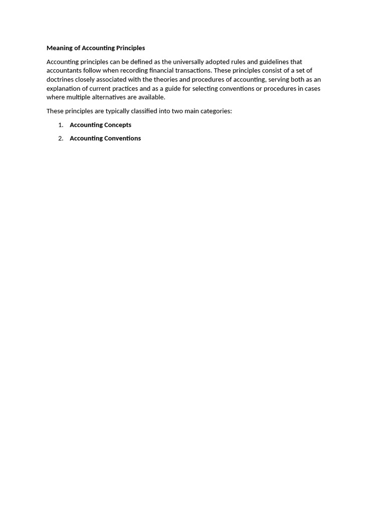 Meaning of Accounting Principles | PDF