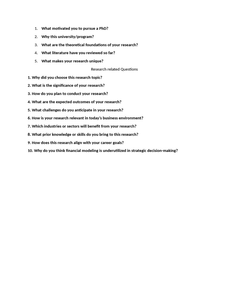 Research Interview Question | PDF