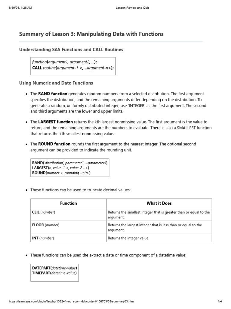 Lesson Review and Quiz | PDF | String (Computer Science) | Rounding